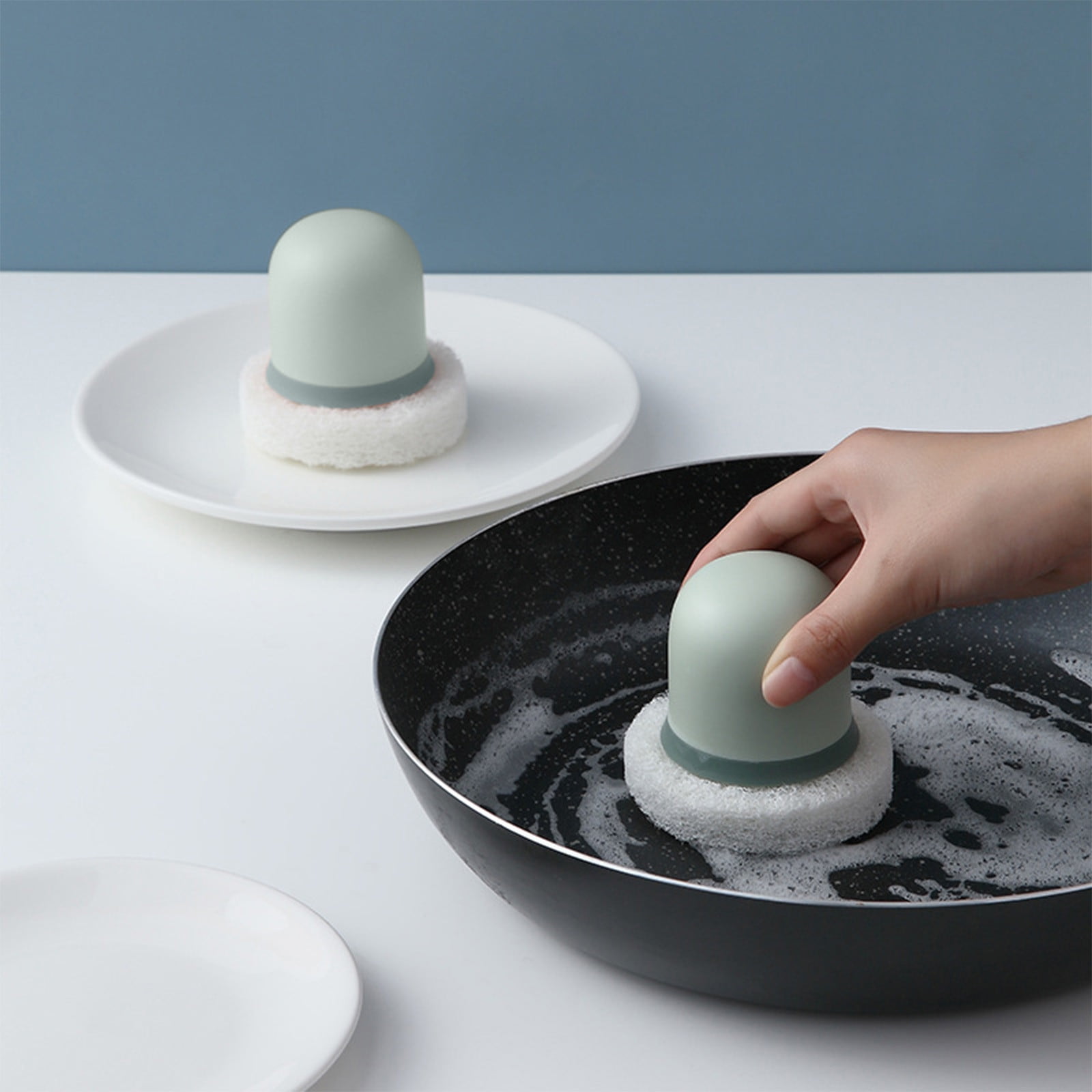 Isvgxsz Handled Scrubber Set, Non-Scratch Bathroom Scrubbing Pads ...