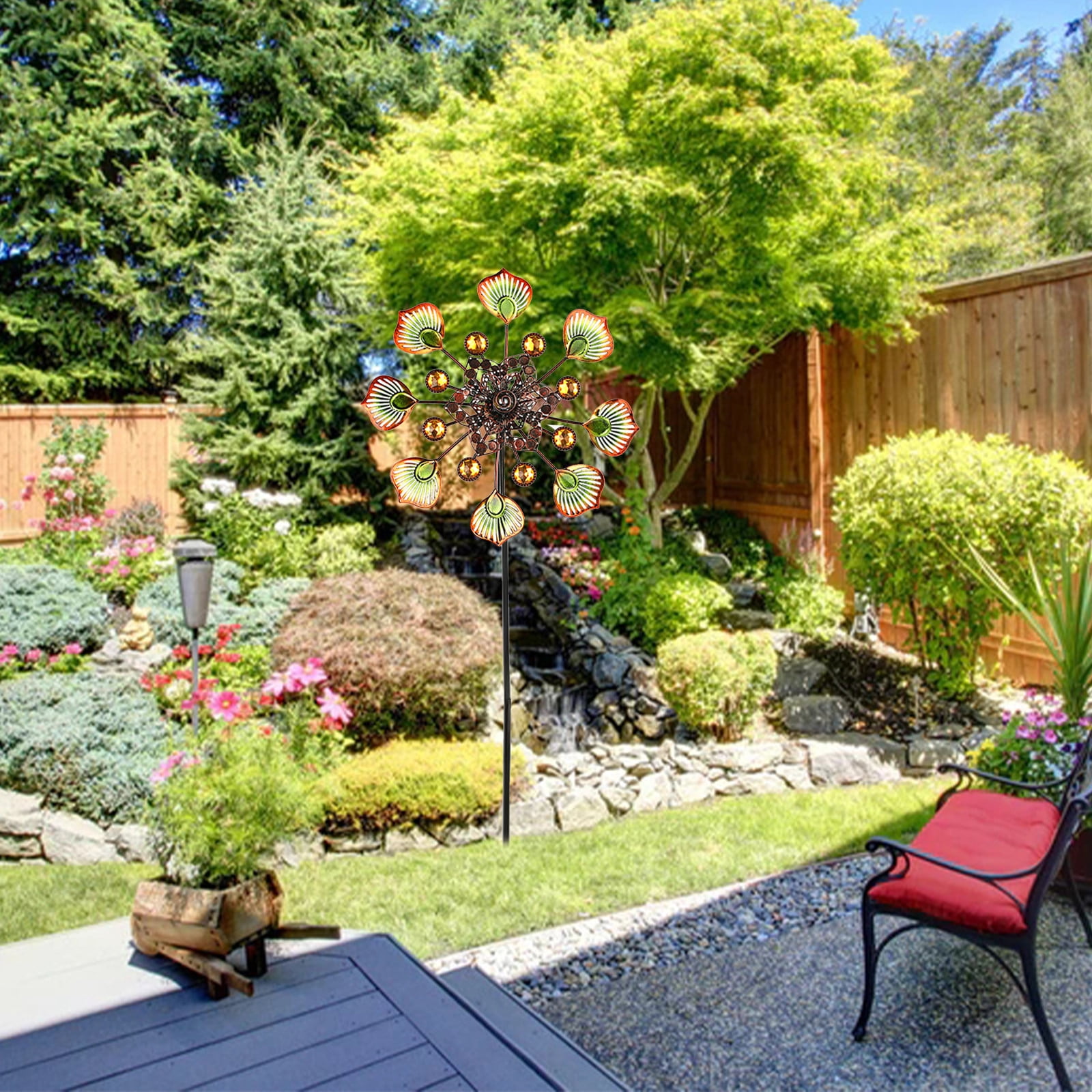 Isvgxsz Metal Windmill 3D Wind Spinner with Garden Stake,360掳 Dual ...