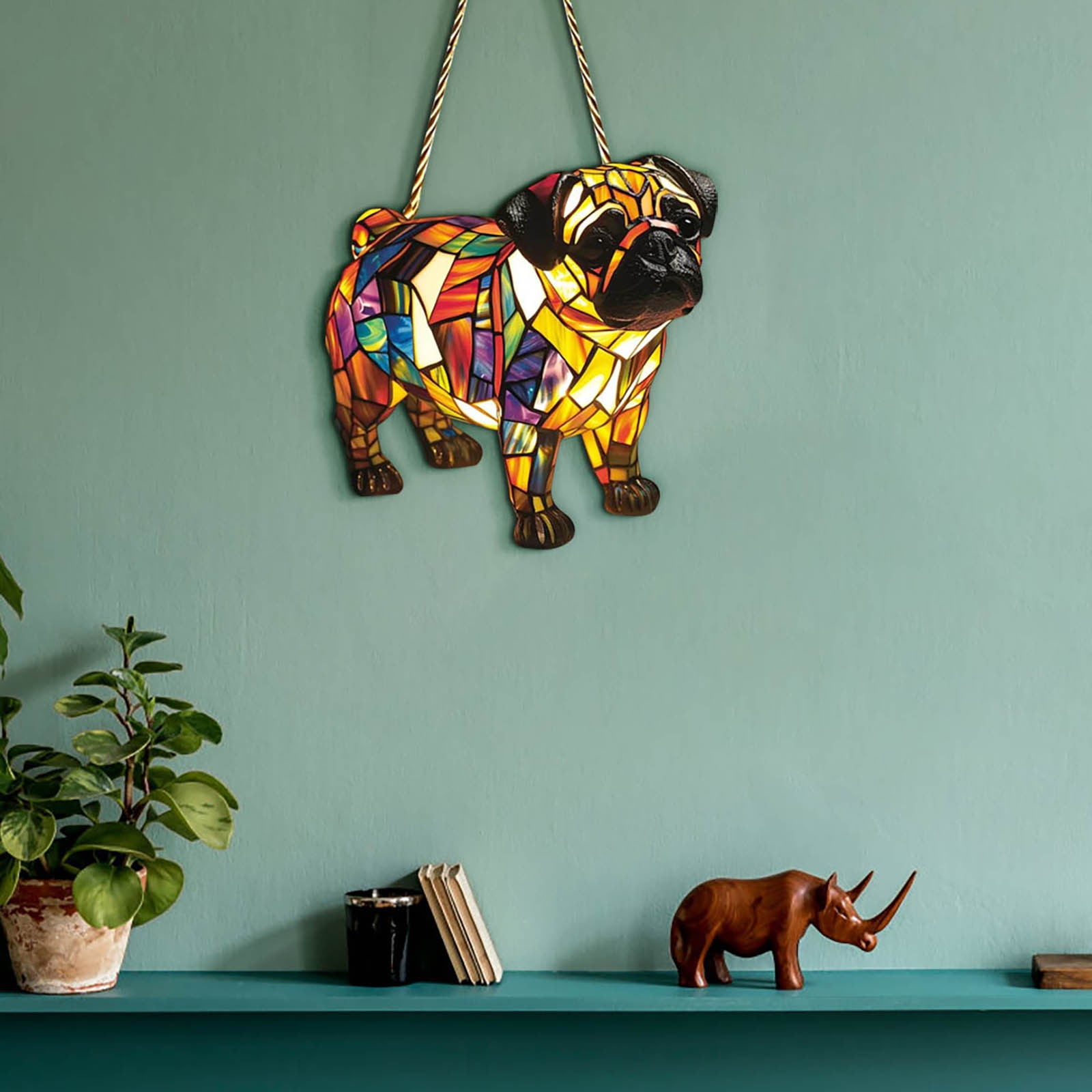 Pug Lamp, Dog Series Art Night Light, Stained Resin French Bulldog ...