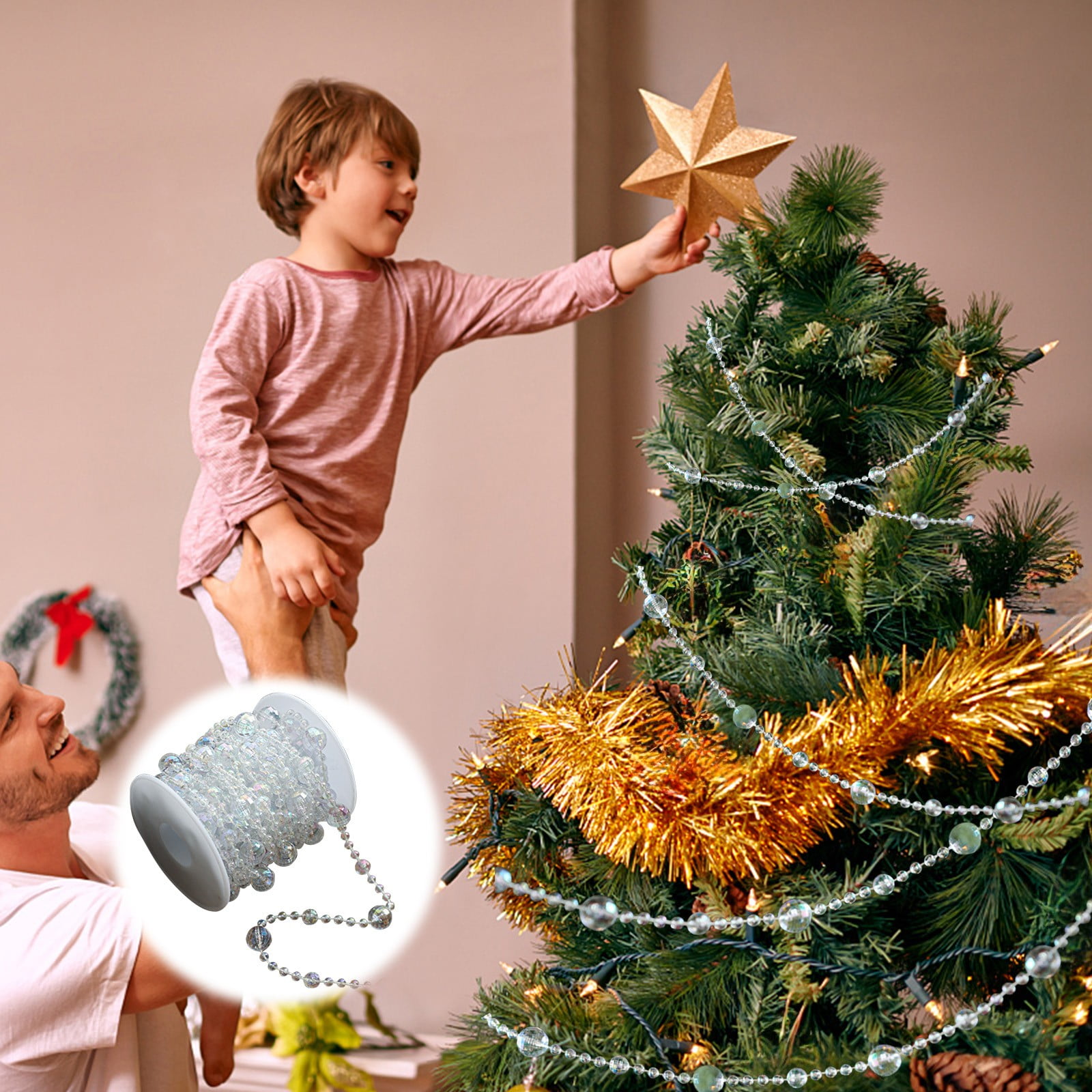 Isvgxsz Crystal Garland Strand 5m Clear Plastic Acrylic Crystal Bead ...