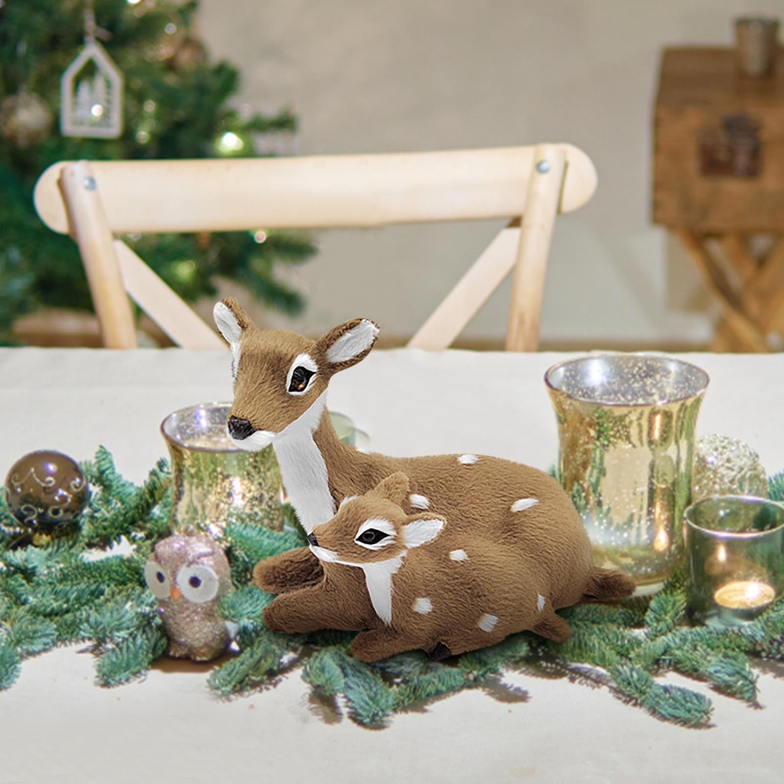 Qinghuai Deer Animal Toys for Kids, Deer Figurines with Cub, Reindeer ...
