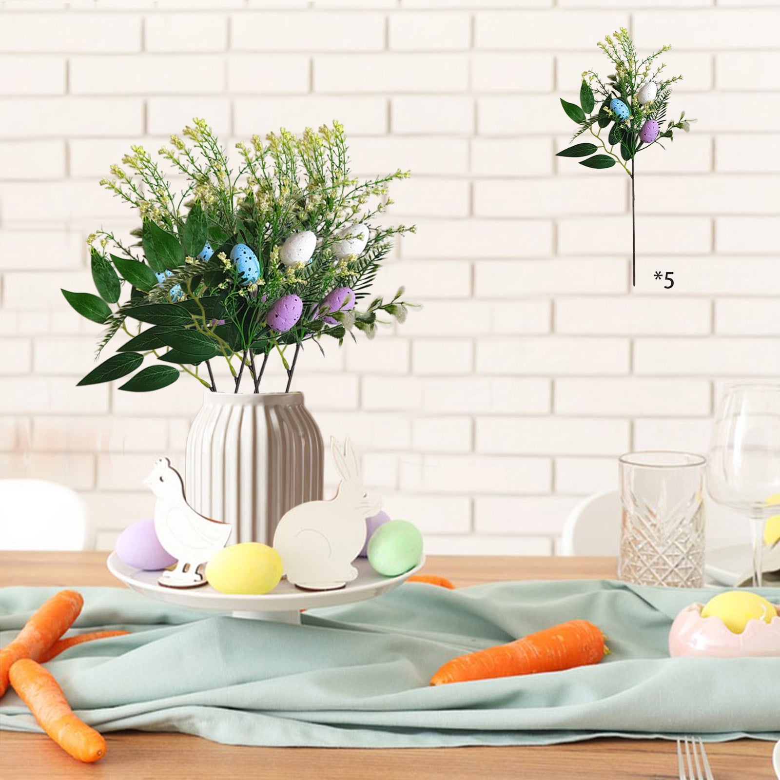 Qinghuai Easter Decorations, Artificial Easter Egg Picks Faux Spring ...