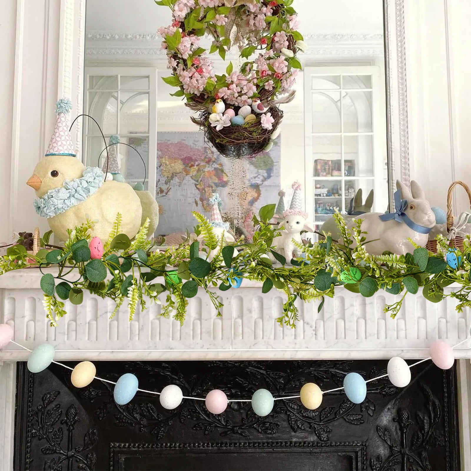 Isvgxsz Easter Garland Spring Vine Egg Rattan Artificial Eggs Garlands ...