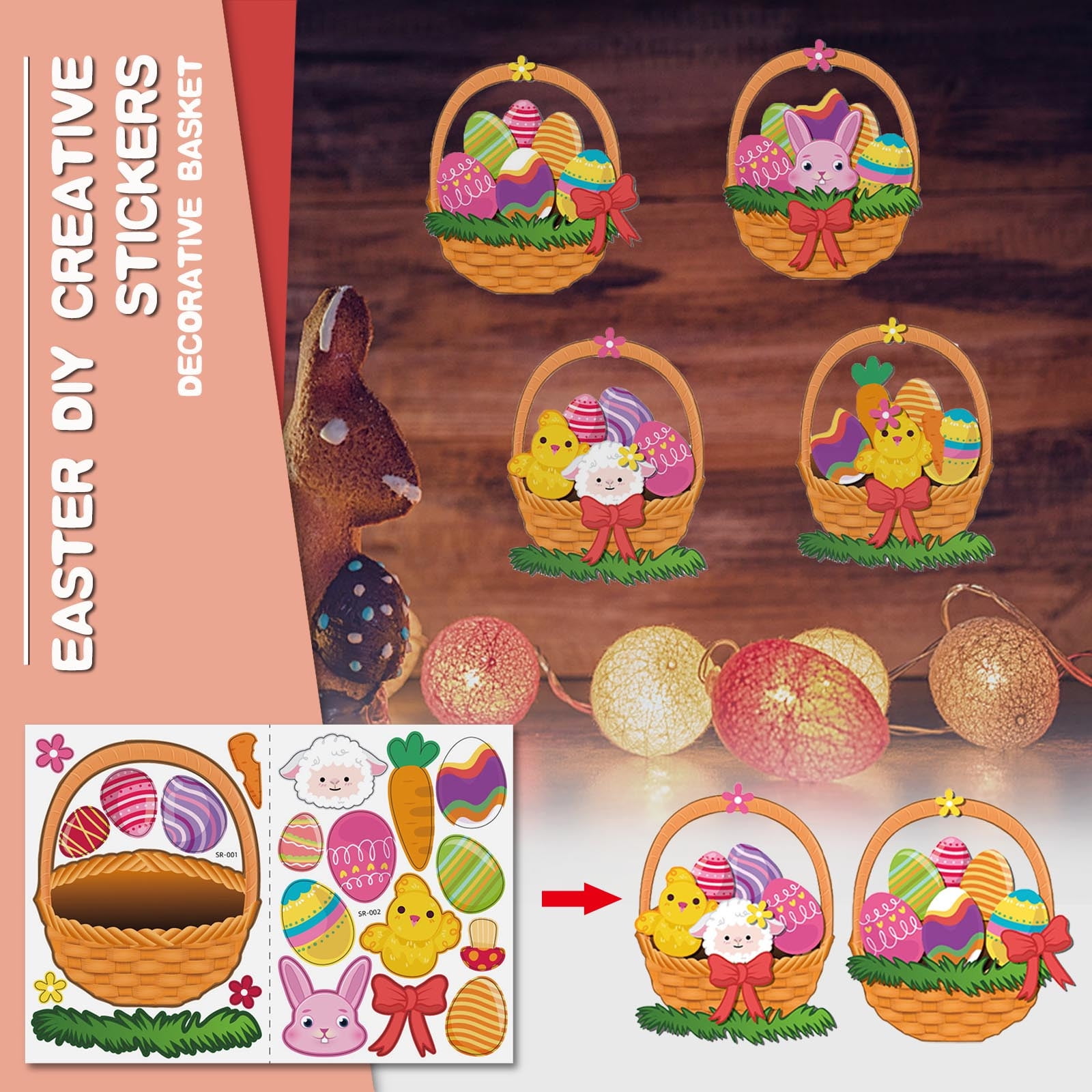 Qinghuai Easter Stickers for Kids Easter Sticker Sheets Make Your Own ...