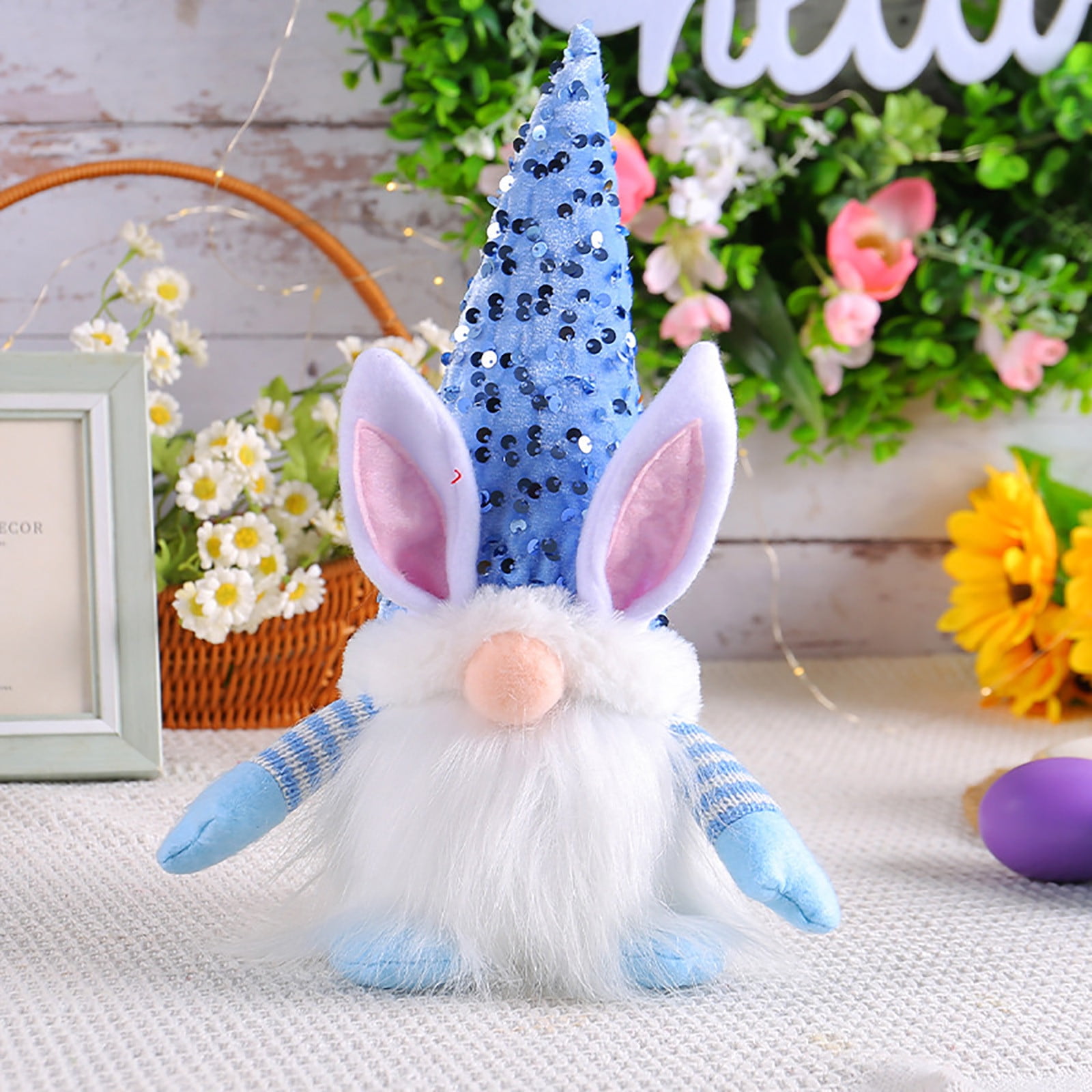 Qinghuai Lighted Bunny Easter Gnome Plush, Handmade Scandinavian ...