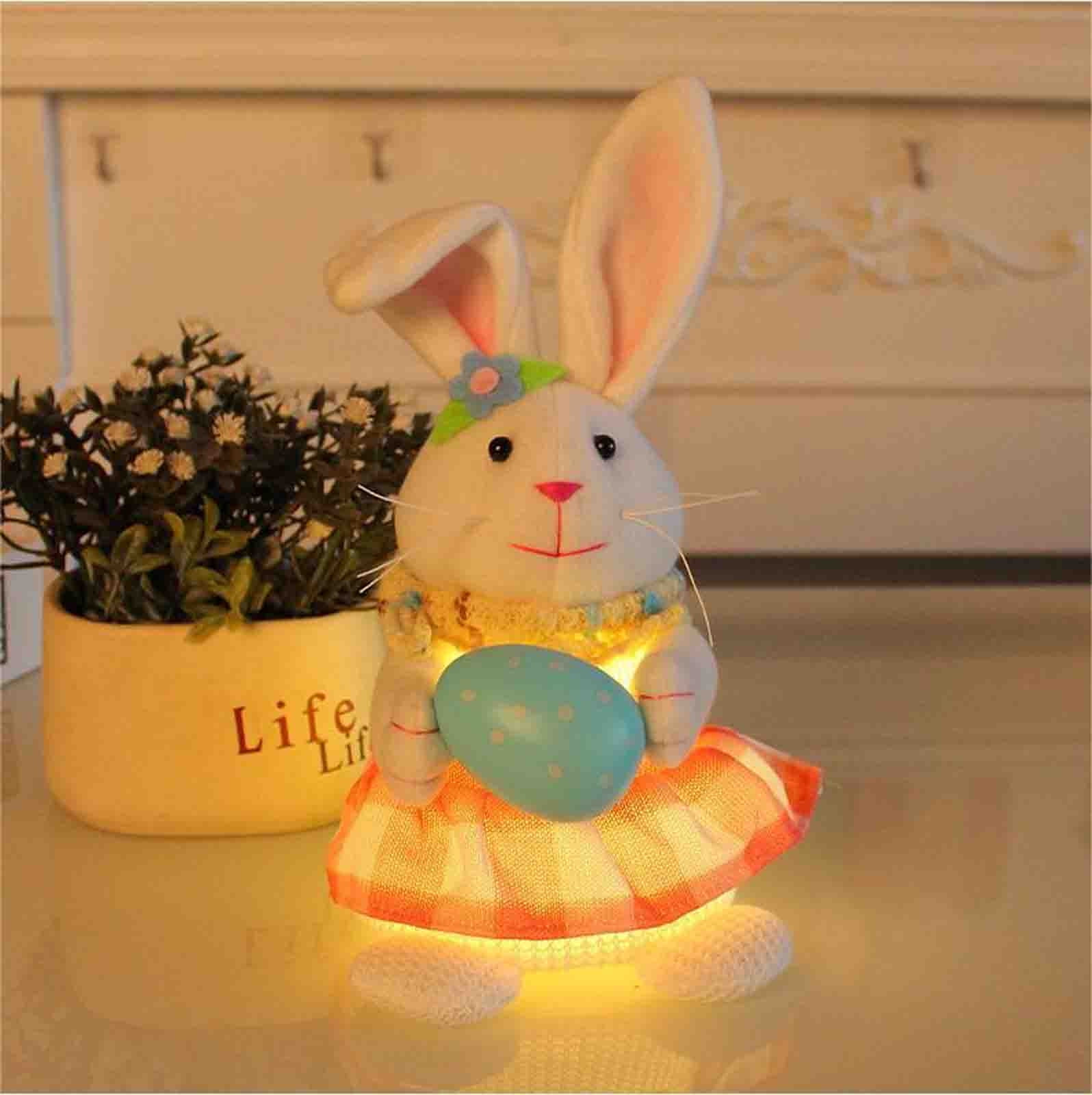 Qinghuai Lighted Plush Easter Bunny, Handmade Huggable Rabbits Couple ...