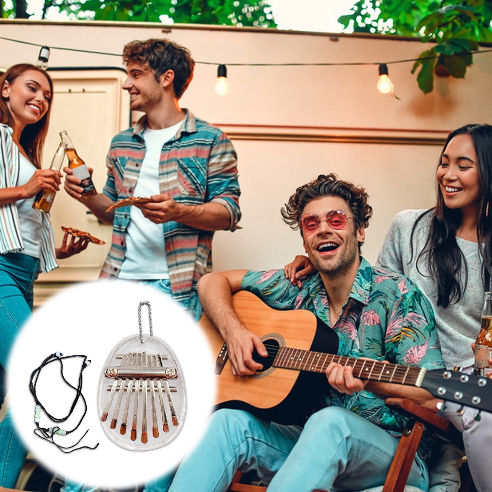 Qinghuai Mini Kalimba 8 Key Thumb Piano, Portable Marimba Musical Thumb ...