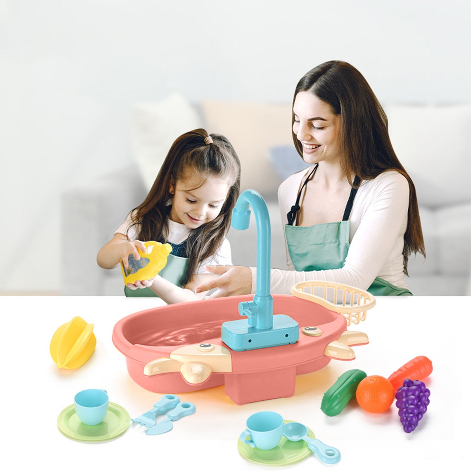 Isvgxsz Play Kitchen Sink Toys, Children Electric Dishwasher Playing ...