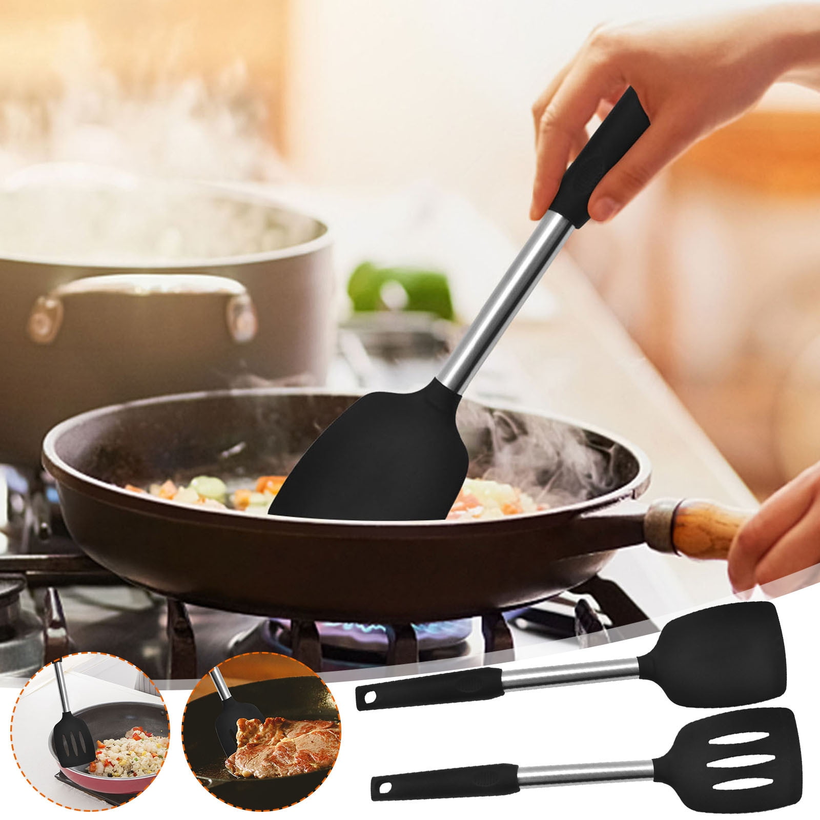 Isvgxsz Silicone Spatula Turner, 600°F Heat Resistant Cooking Spatulas ...