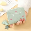 Cute Wallet Green Slim Tri-Fold Mini Credit Card Size Wallet, PU ...