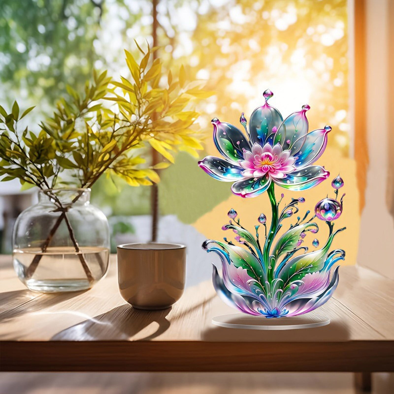 Isvgxsz Sparkle Crystal Lotus Flower Figurines Decorative Lotus Flower ...