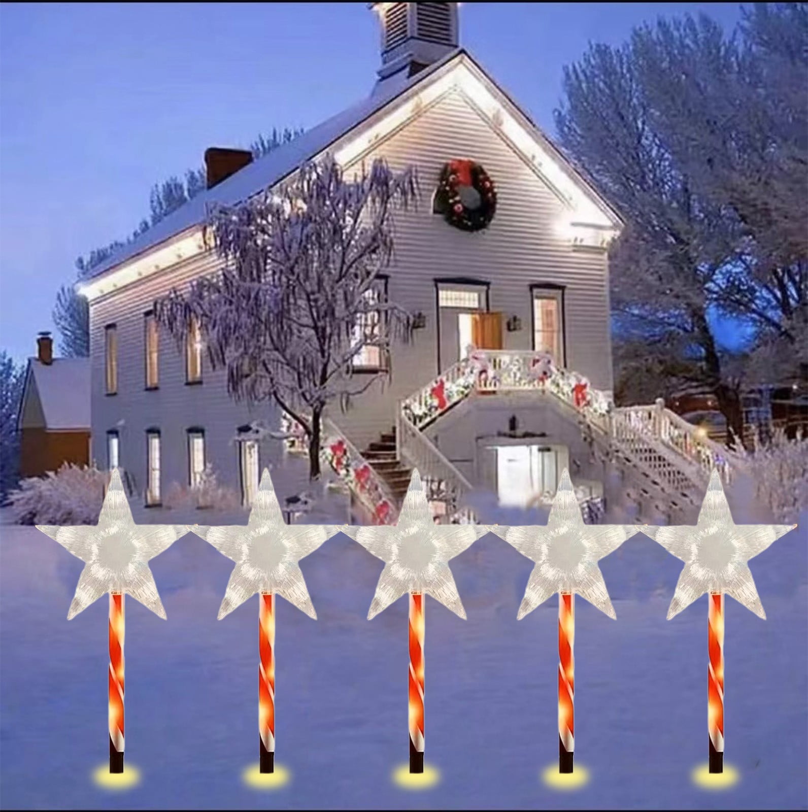 Isvgxsz Star Snowflakes Christmas Pathway Lights Outdoor, 5 Large ...