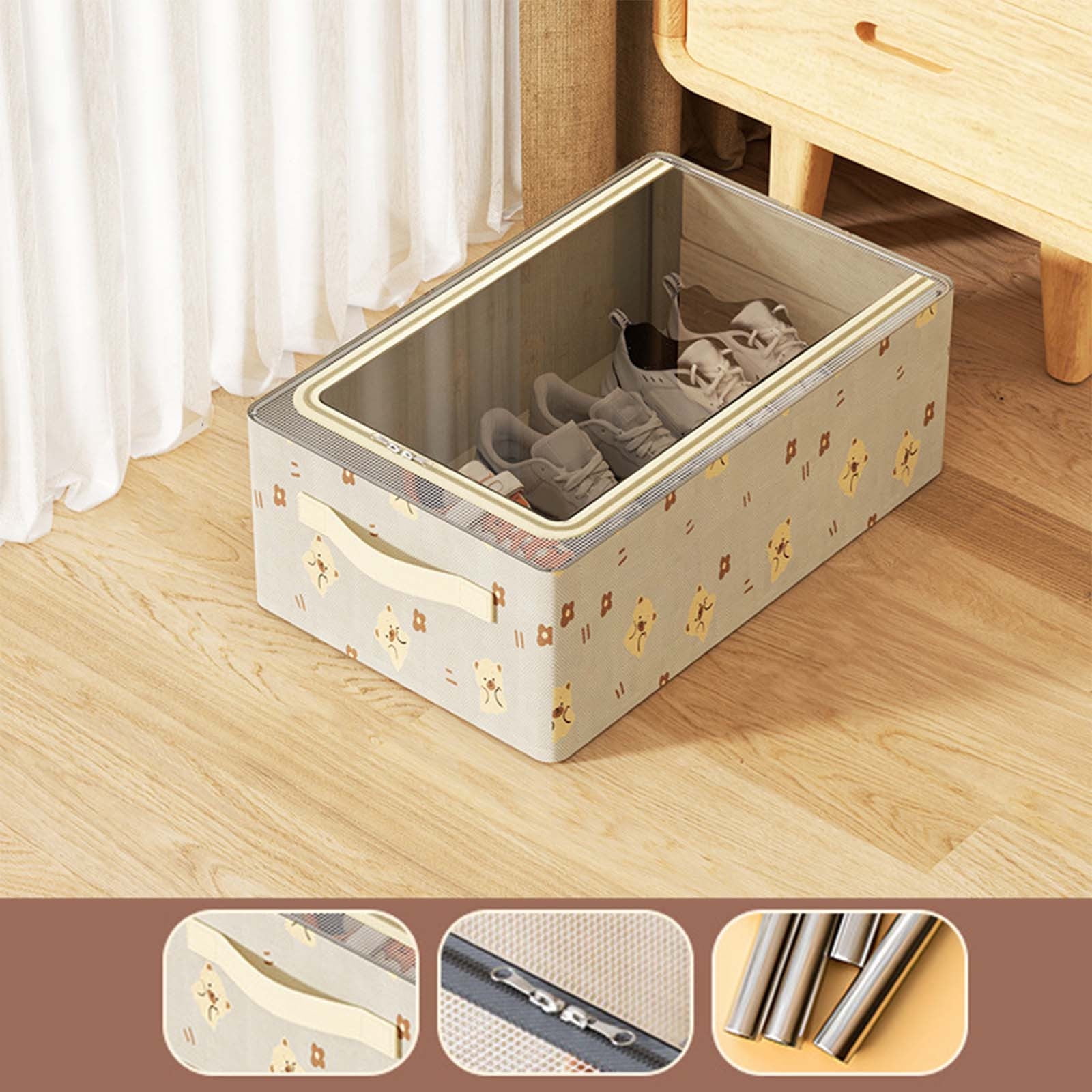 Isvgxsz Storage Bins with Metal Frame, Fabric Storage Box with Handles ...