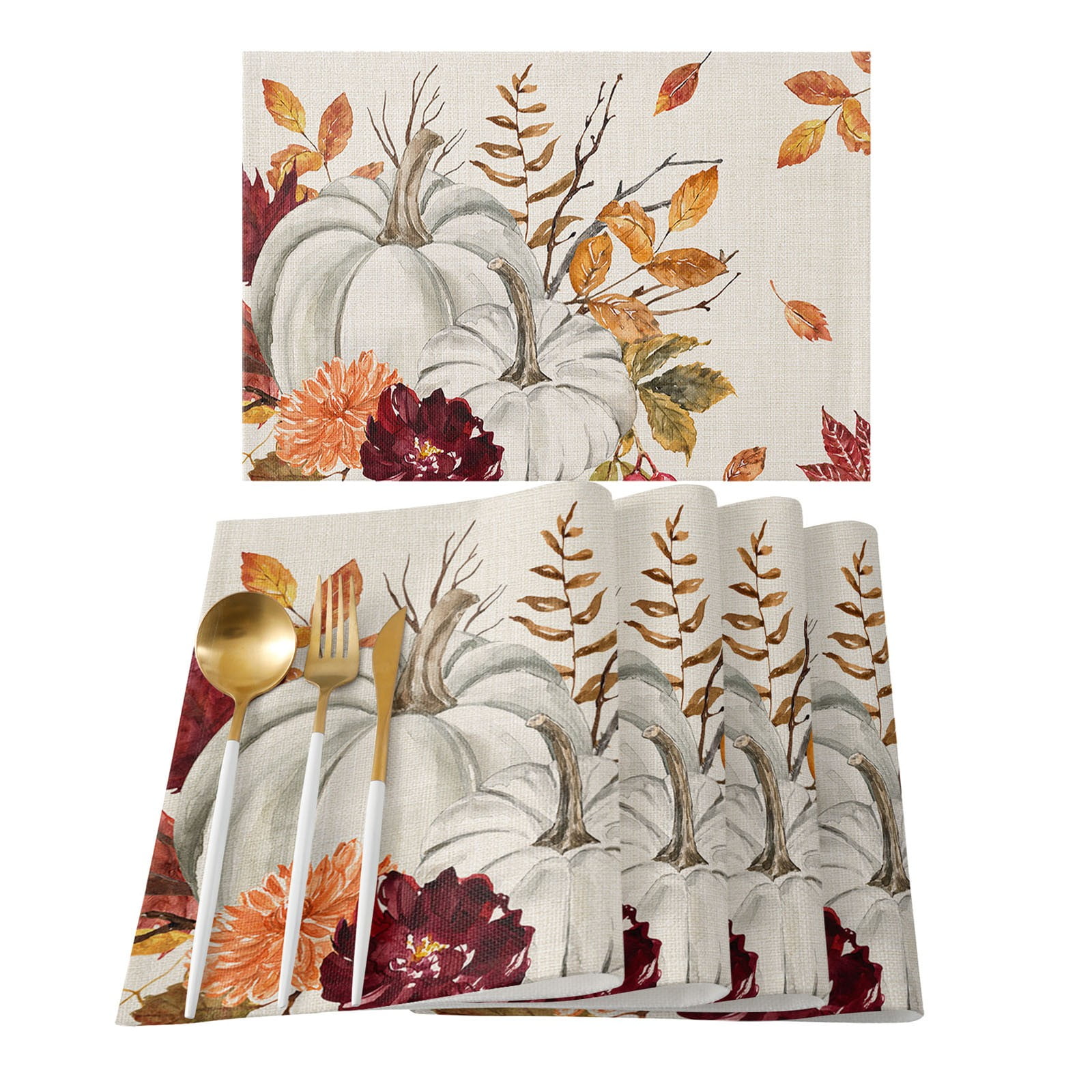 Isvgxsz Thanksgiving Placemats,Cotton Linen Heat Resistant Table Mats ...