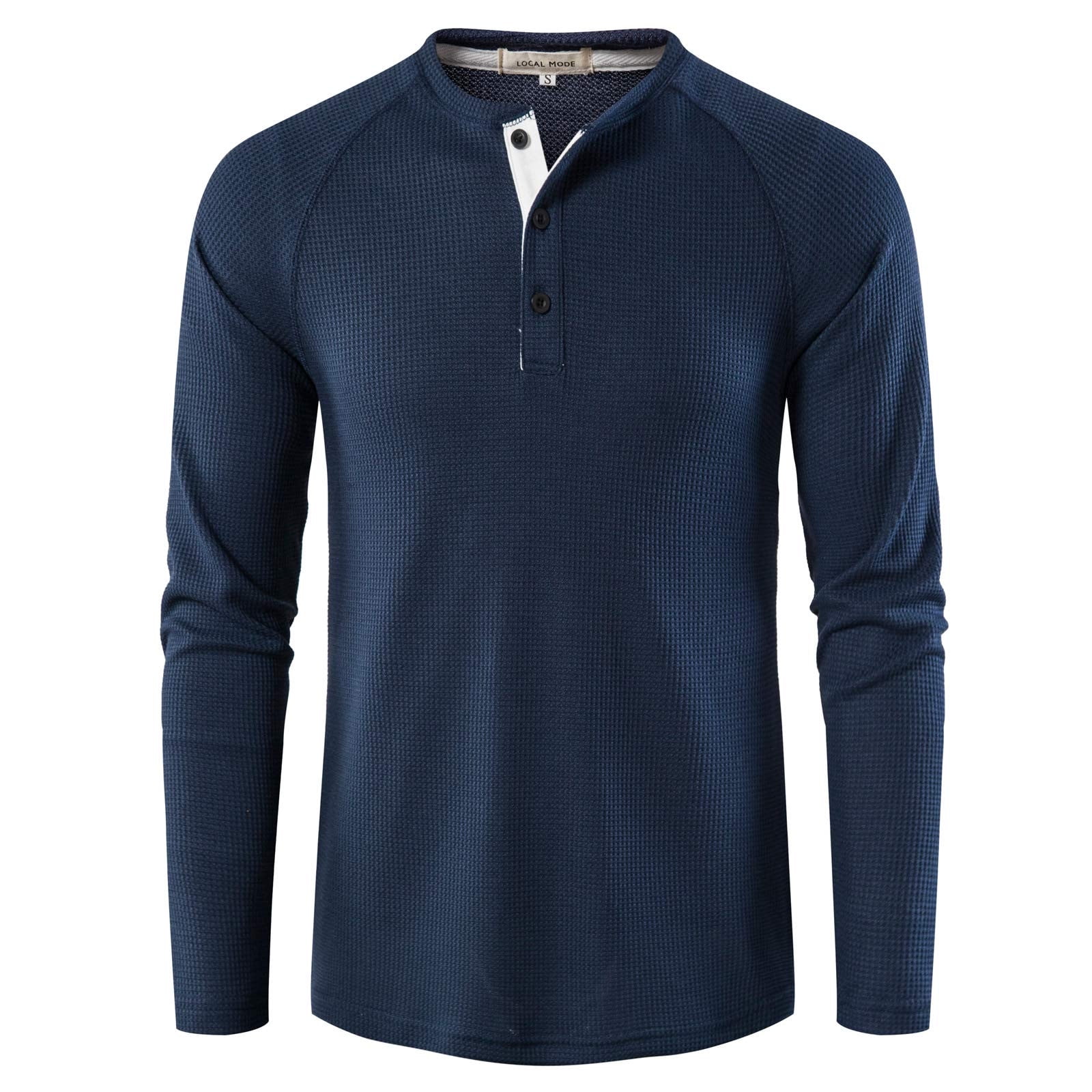 Qingpeng Men's Basic Shirts Slim Fit Long Sleeve Casual T-Shirt Button ...
