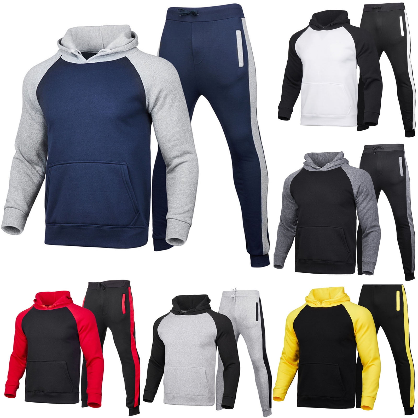 Qingpeng Men's Tracksuit 2 Pieces Set Zip Up Hoodie Sweatsuits Athletic ...