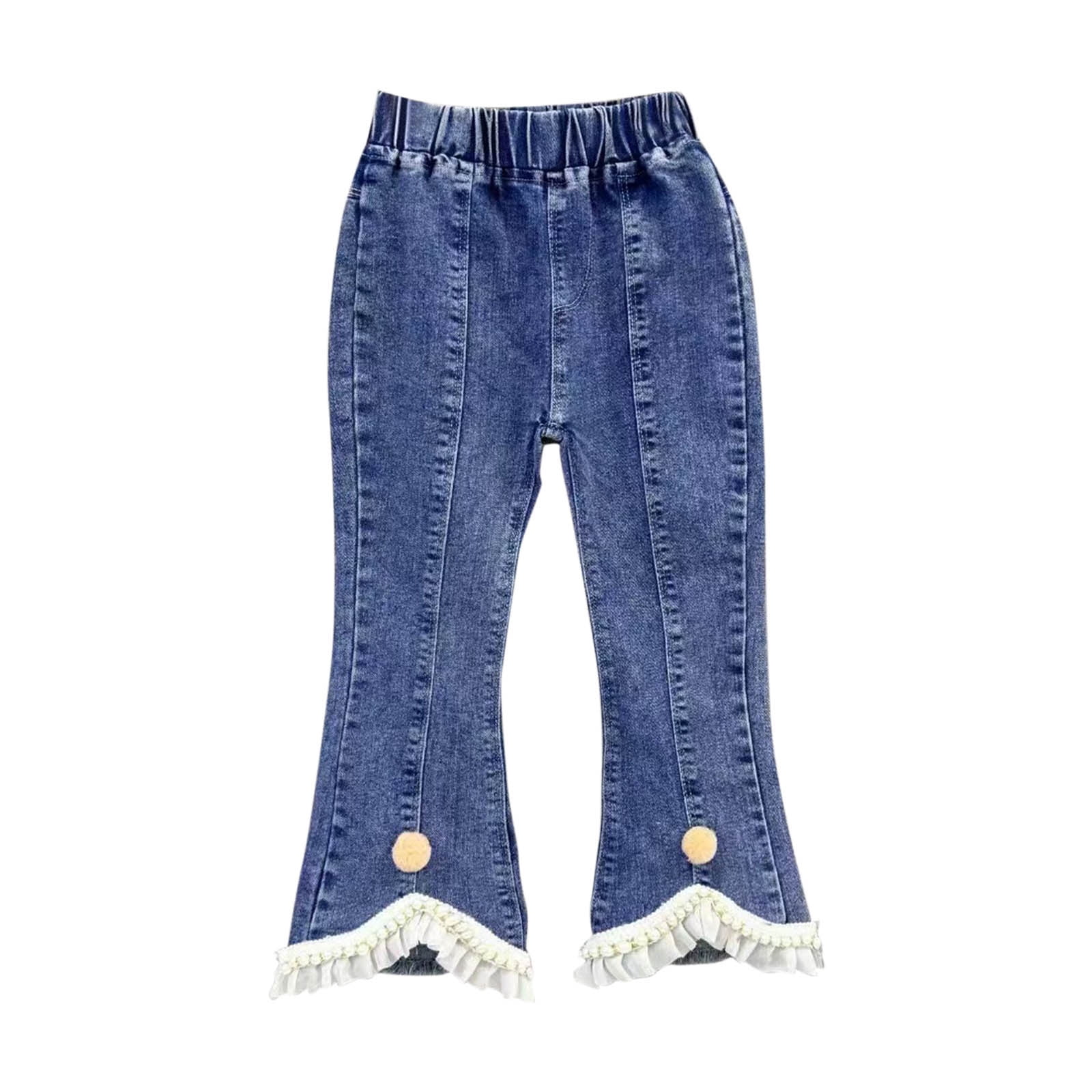 Qingpeng Girls Cute Flare Jeans Bell Bottoms Jeans for Girls Blue ...