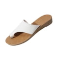 Qingpeng Womens Contrast Stitch Toe Loop Single Band Wedge Slide ...