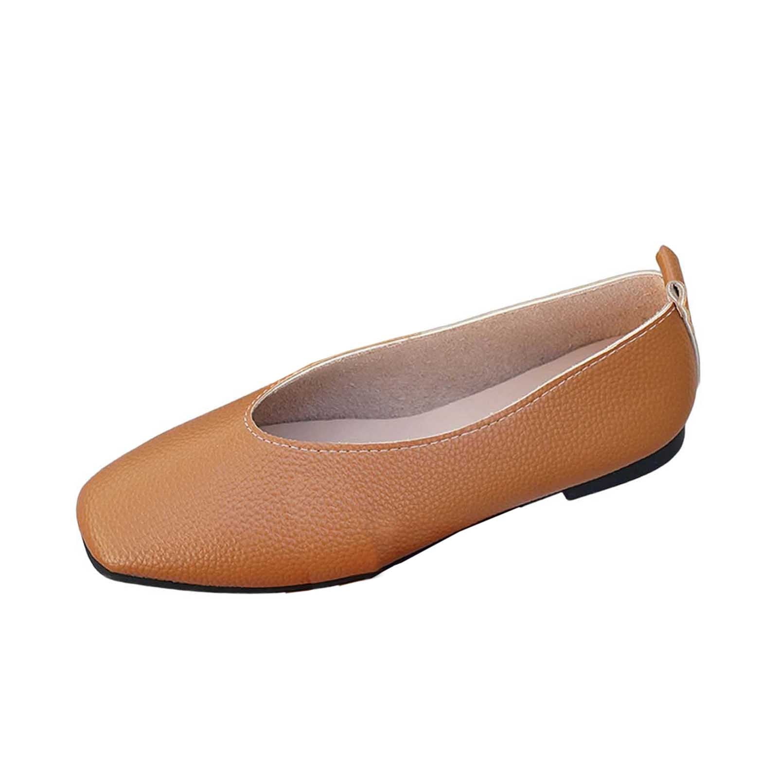 Qingpeng Womens Flat Loafers Soft Soled Casual Versatile Solid Color ...