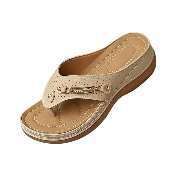 Qingpeng Womens Flip Flops Arch Support Non Slip Outsole Beach Wedge ...