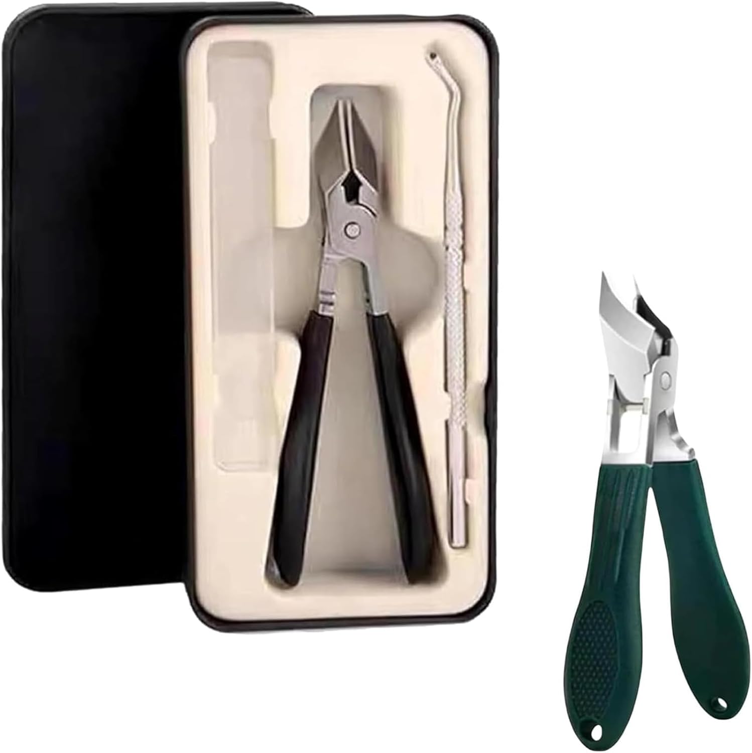 Qingq Eagle Beak Angled Nail Clippers 3-Piece Set, Green Eagle Beak ...