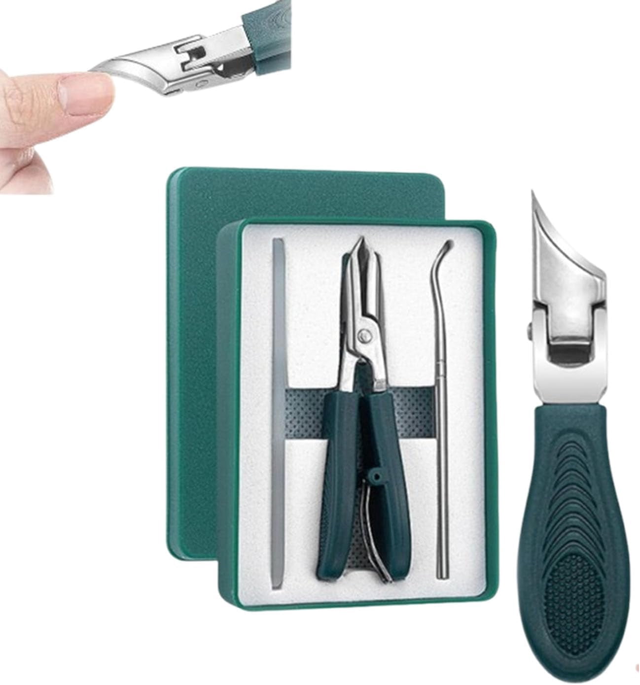 Qingq Eagle Beak Angled Nail Clippers, 3-Piece Sets of Wide Jaw Opening ...