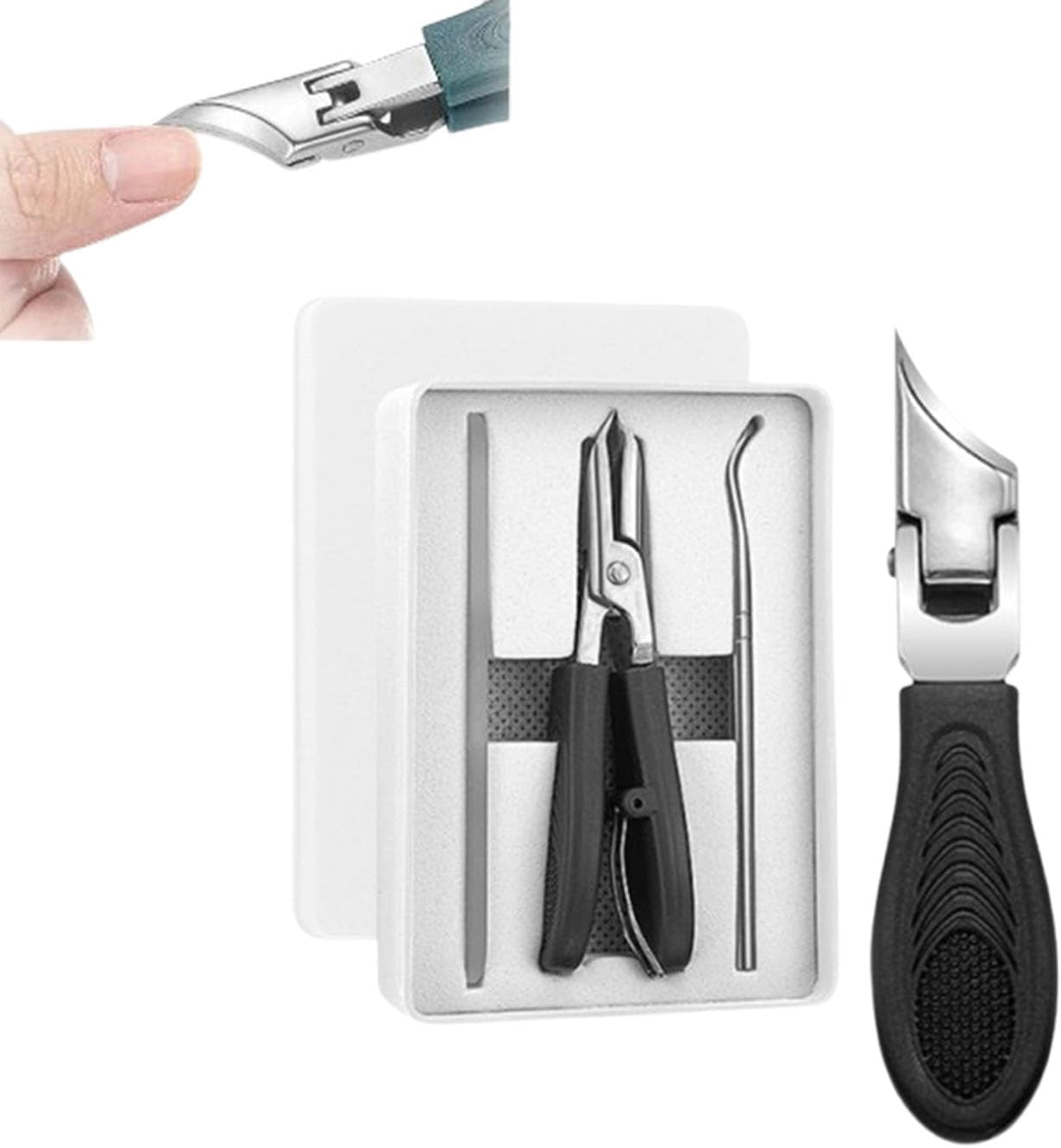 Qingq Eagle Beak Angled Nail Clippers, 3-Piece Sets of Wide Jaw Opening ...