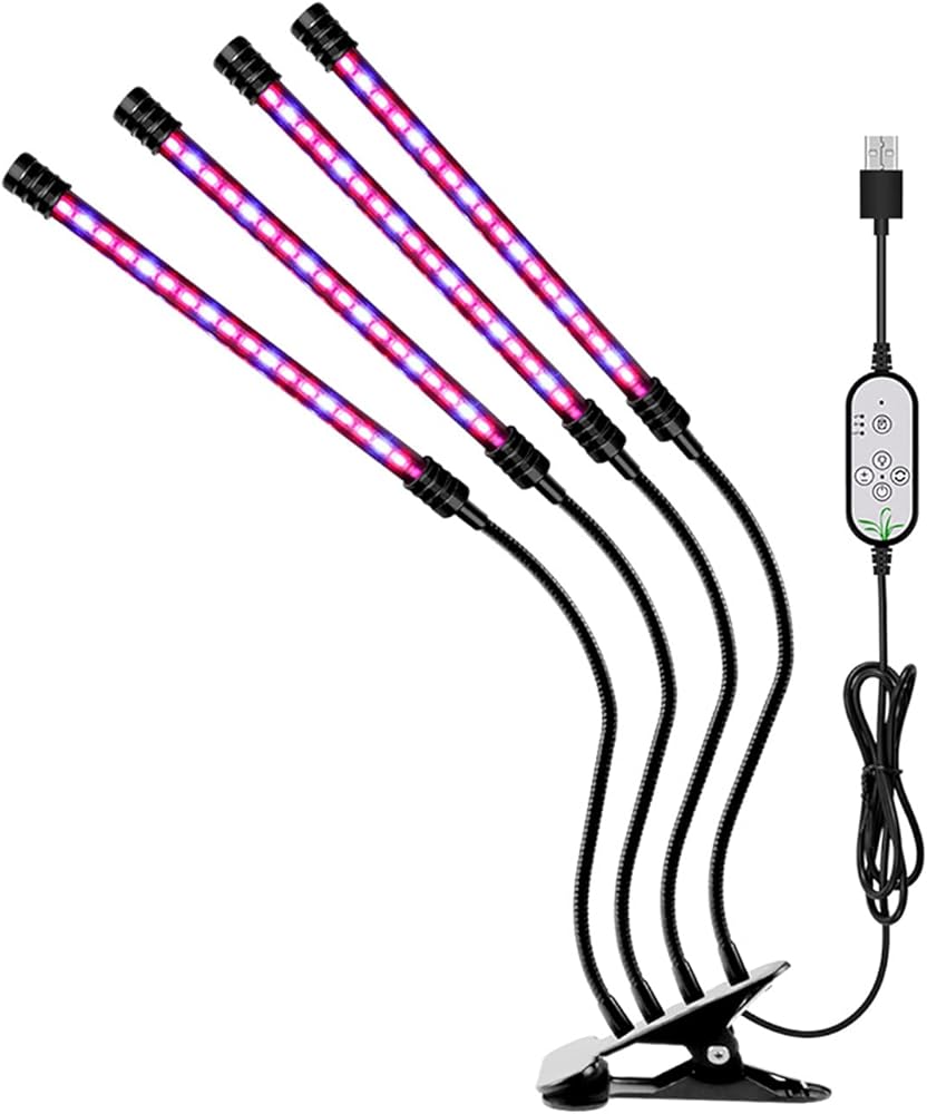 Qingsen 4 Head 360° Flexible & Adjustable Grow Lights for Indoor Plants ...