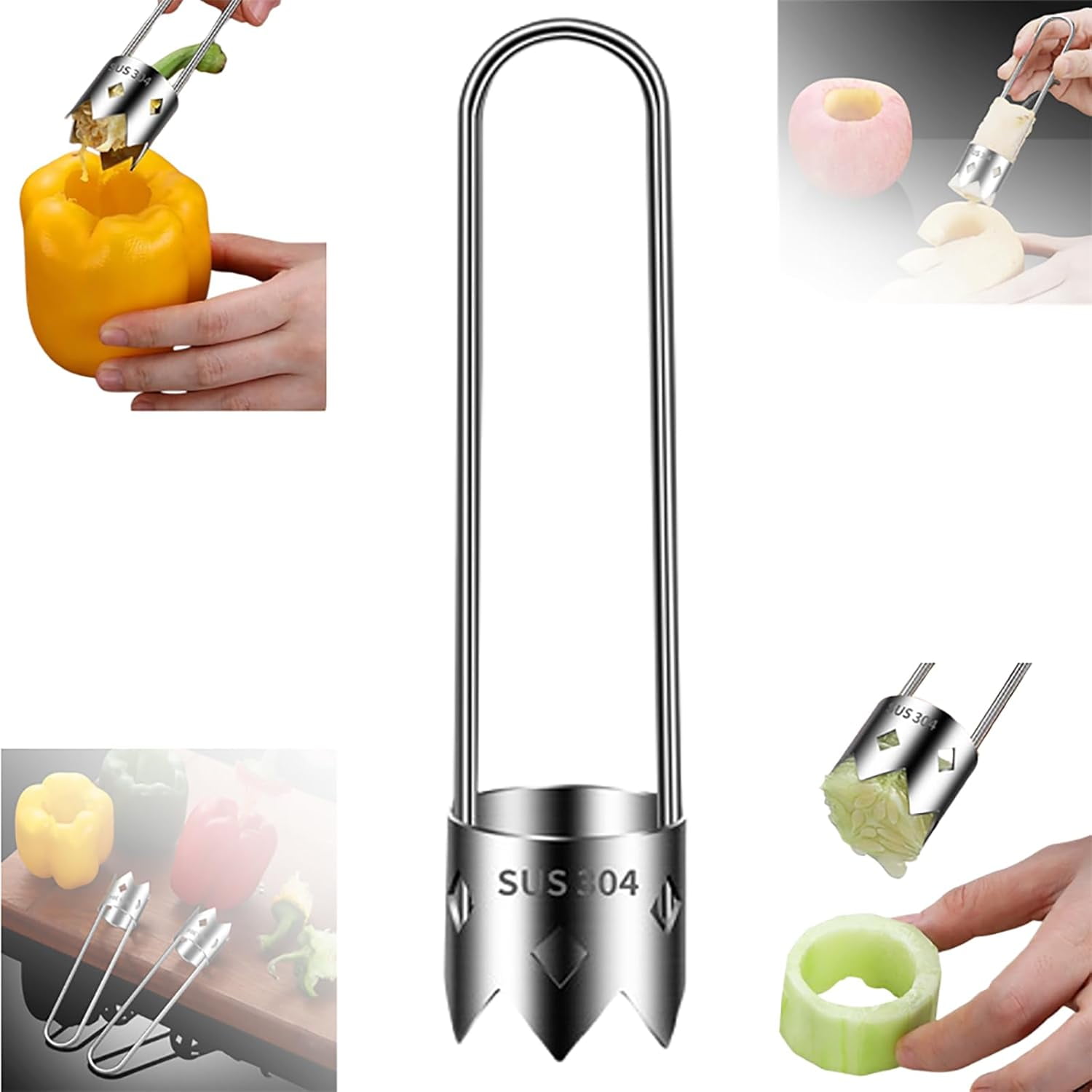 Qingshang 2 in 1 Pepper Seed Corer Remover, 2024 Upgrade Pepper Seed ...