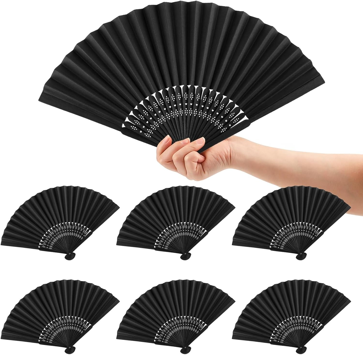 Qingshang Colored Hand Fans for Women Foldable,6 Pcs Line Dance Popping ...