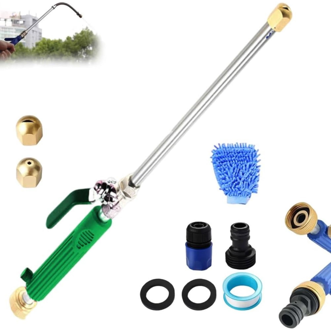 Qingshang Hydro Nozzle 3000 PSI for Water Hose, Jet Nozzle Power Washer ...