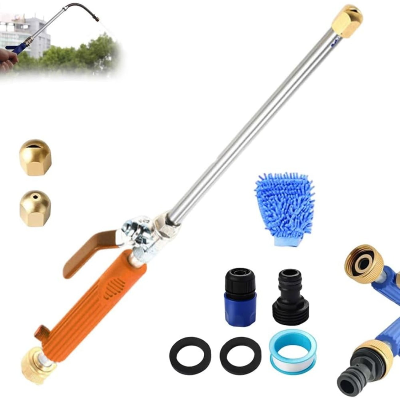 Qingshang Hydro Nozzle 3000 PSI for Water Hose, Jet Nozzle Power Washer ...