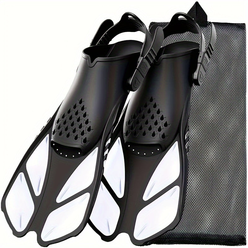 Qingsong Adjustable Short Snorkeling Fins for Adults – Open Heel Design ...