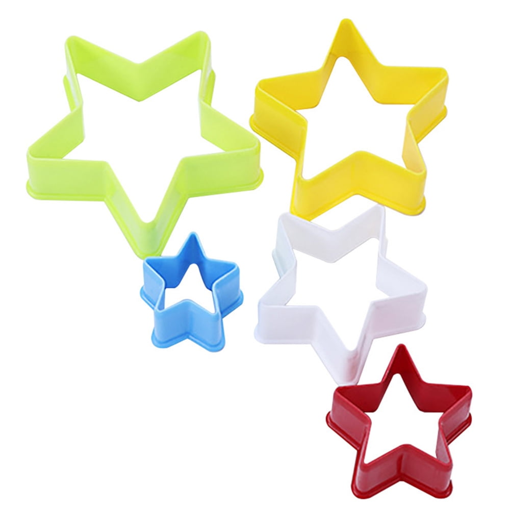 Qino 5pcs Star Shaped Cookie Molds Reusable Food Grade Plastic Molds for Cutting Fondant Bread ...