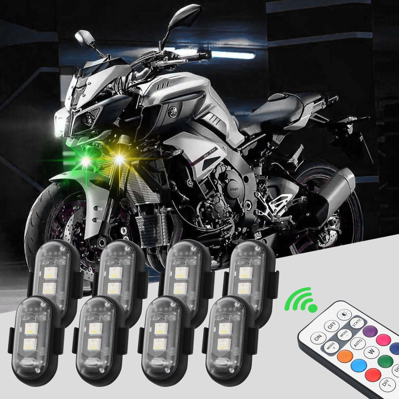 Qinseyanyu RGB Aircraft Strobe Lights With Remote Control, 8-Color LED Wireless Strobe Multi ...