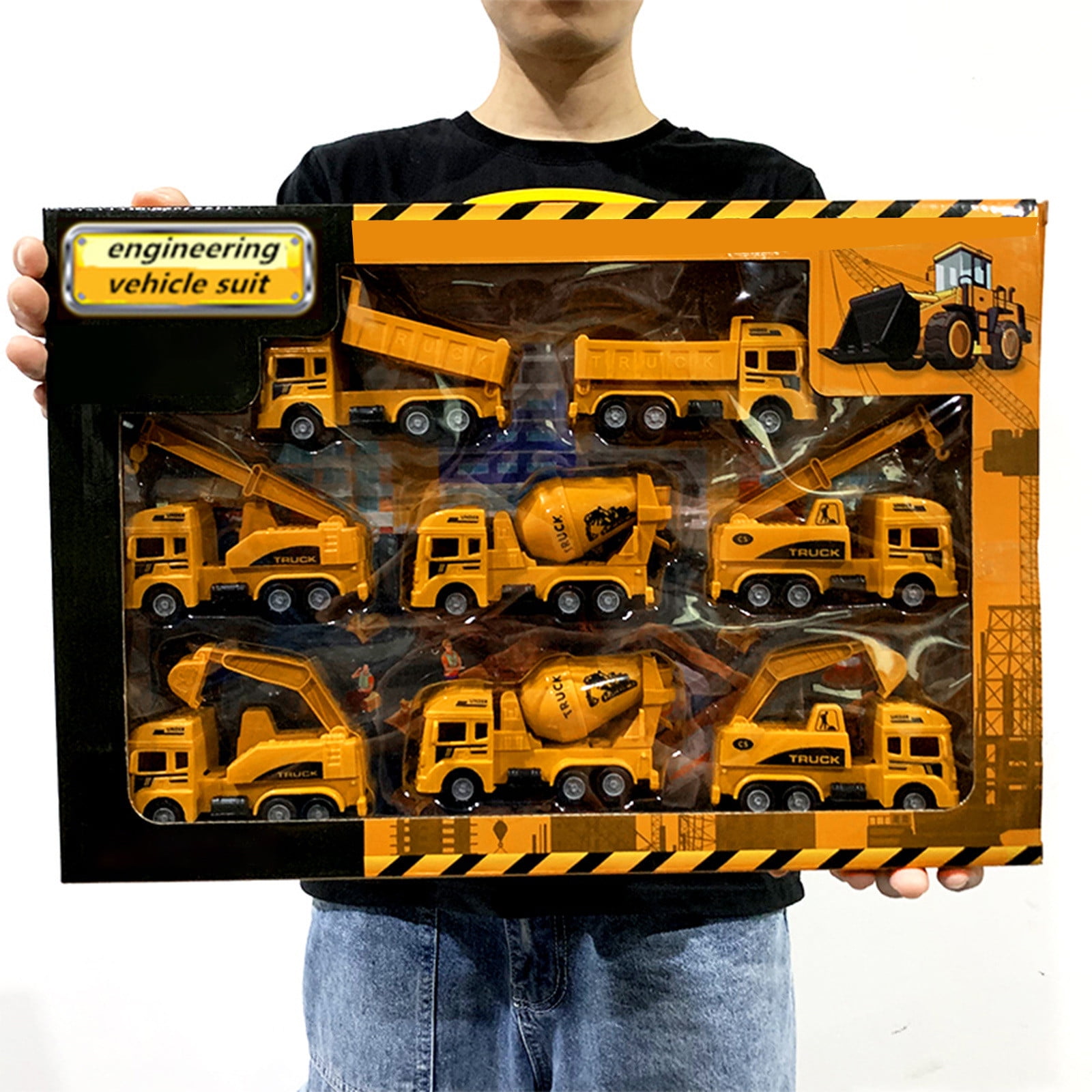 Qiopertar 8 Pack Kids Construction Vehicles Playset ,-ane, Excavator ...