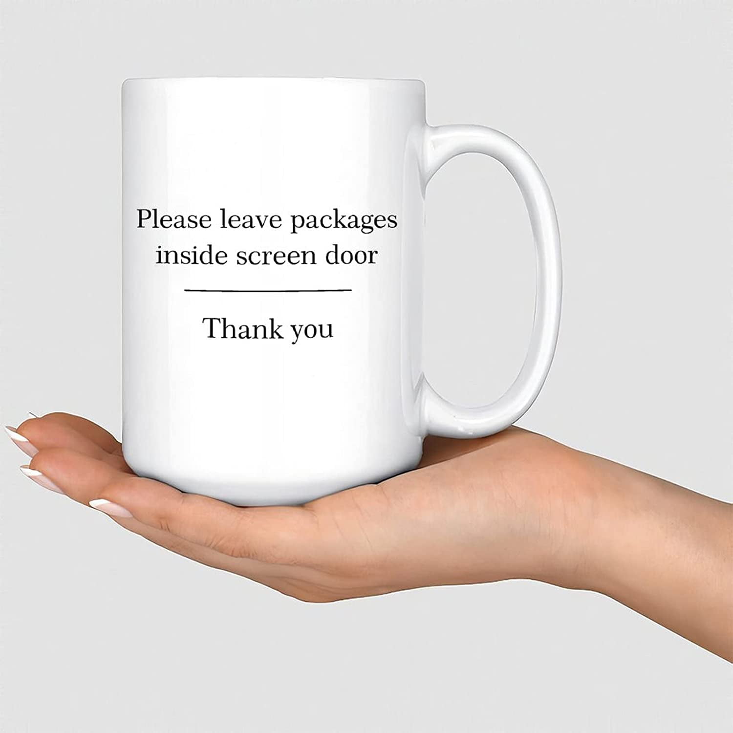 Ceramic Cups Please Leave Packages Inside Screen Door, Thank You Mockup ...