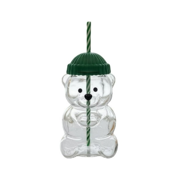 Qiopertar Cute Bear Glass Cups with Lids and Straws, 20oz Glass Coffee ...