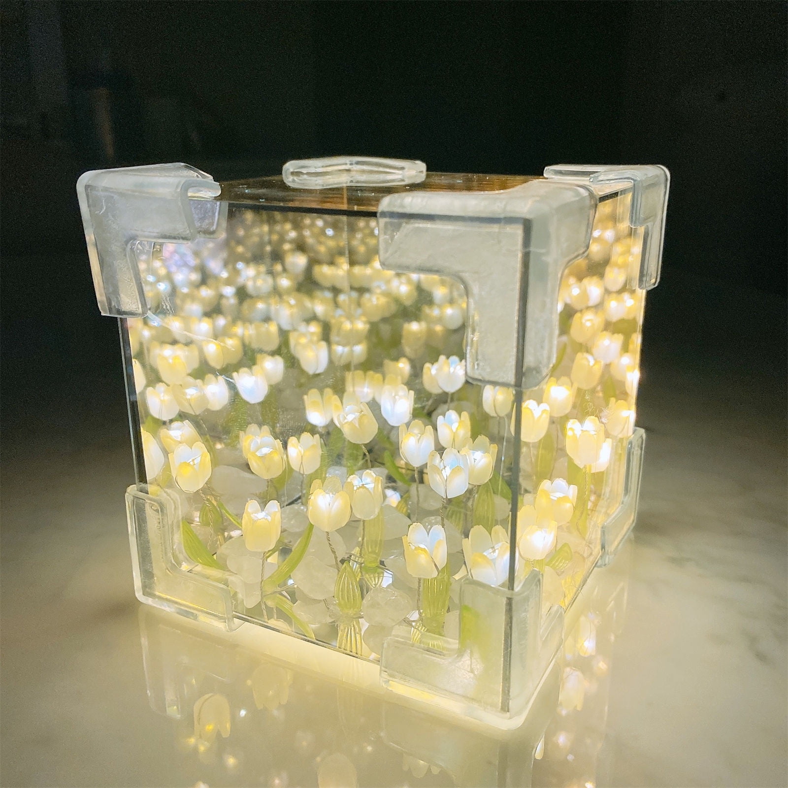 Qiopertar Under $5 DIY 3D Night Light, Sea of Flowers Mirror Lamp Kit ...