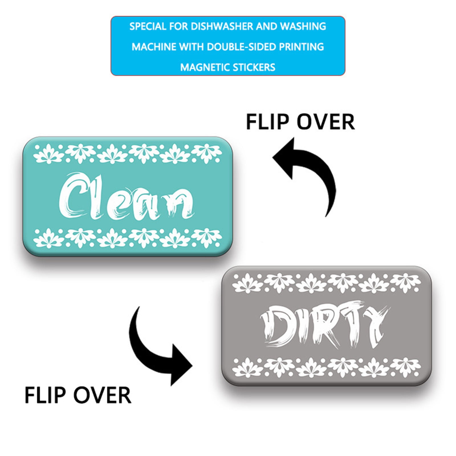 Qiopertar Under $5 Double Sided Fridge Magnet, Dishwasher Clean Dirty ...