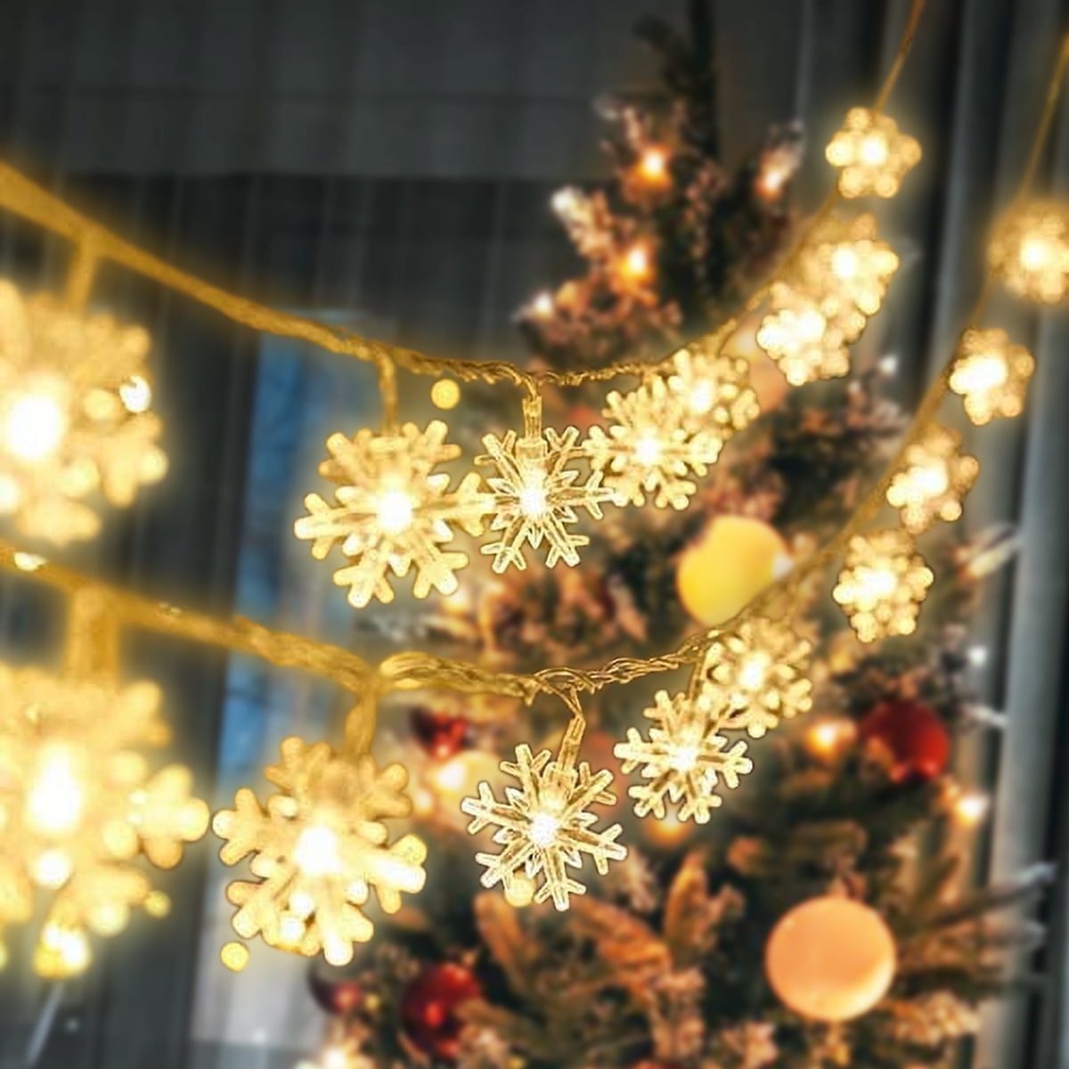 Walmart XMAS Battery Powered 20FT 40 LED Snowflake String Lights ...