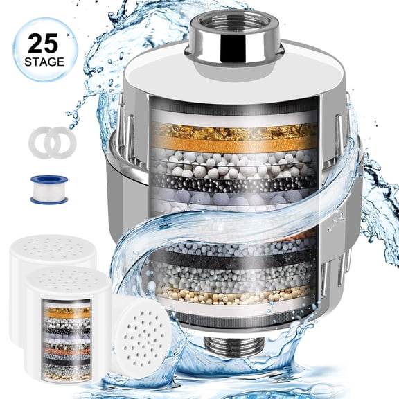 ZFITEI 25 Stage Shower Filter, Hard Water Filter with 2 Replaceable ...