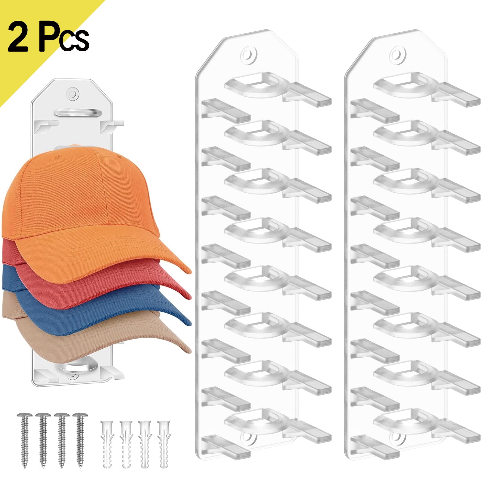 Qissep 2Pcs Hat Organizer for Baseball Caps,Holds 14 Baseball Caps, for ...