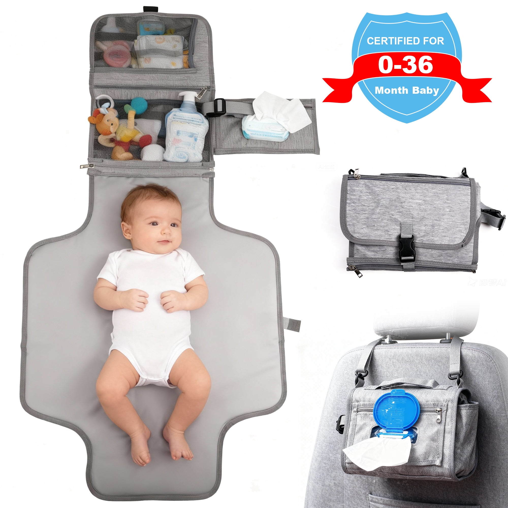 Qissep Portable Diaper Changing Pad, Baby Diaper Changer Travel Bag ...