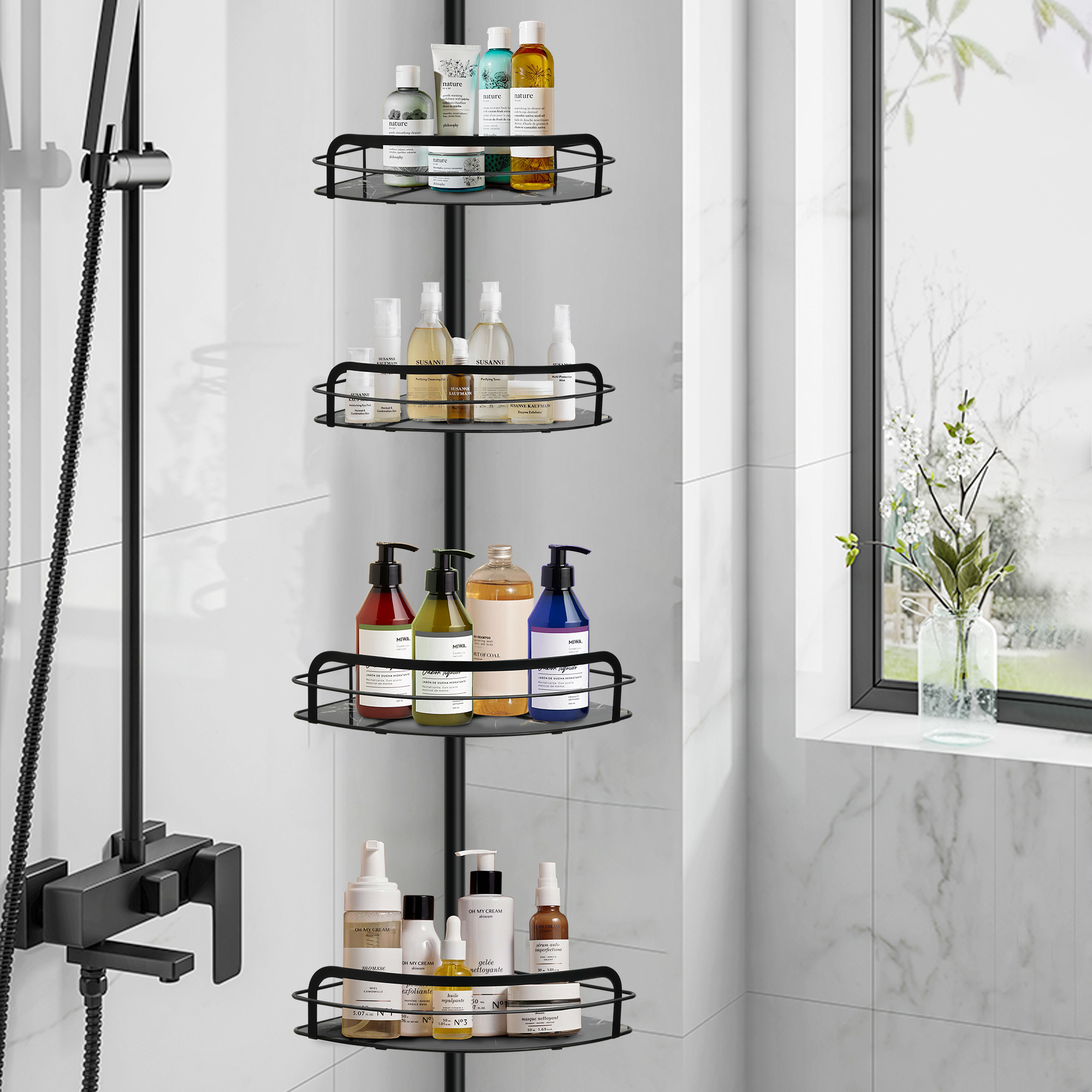 Better Homes & Gardens Tension Pole Shower Caddy, Resists Rust, 3 Tier ...