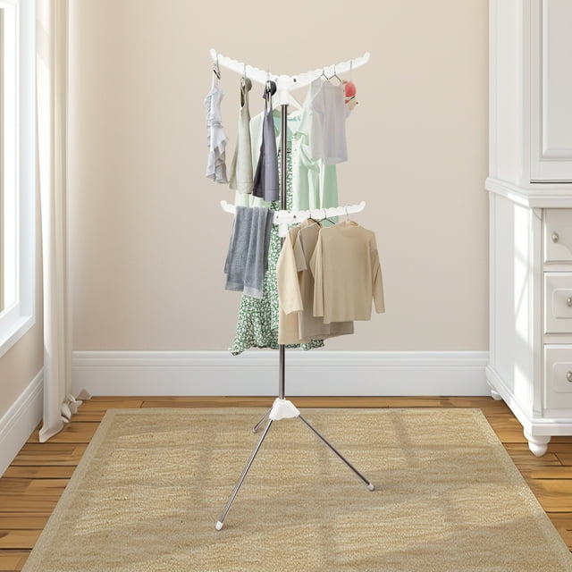 Qissep Stainless Steel Foldable 2-Tier Clothes Drying Rack,for Living ...