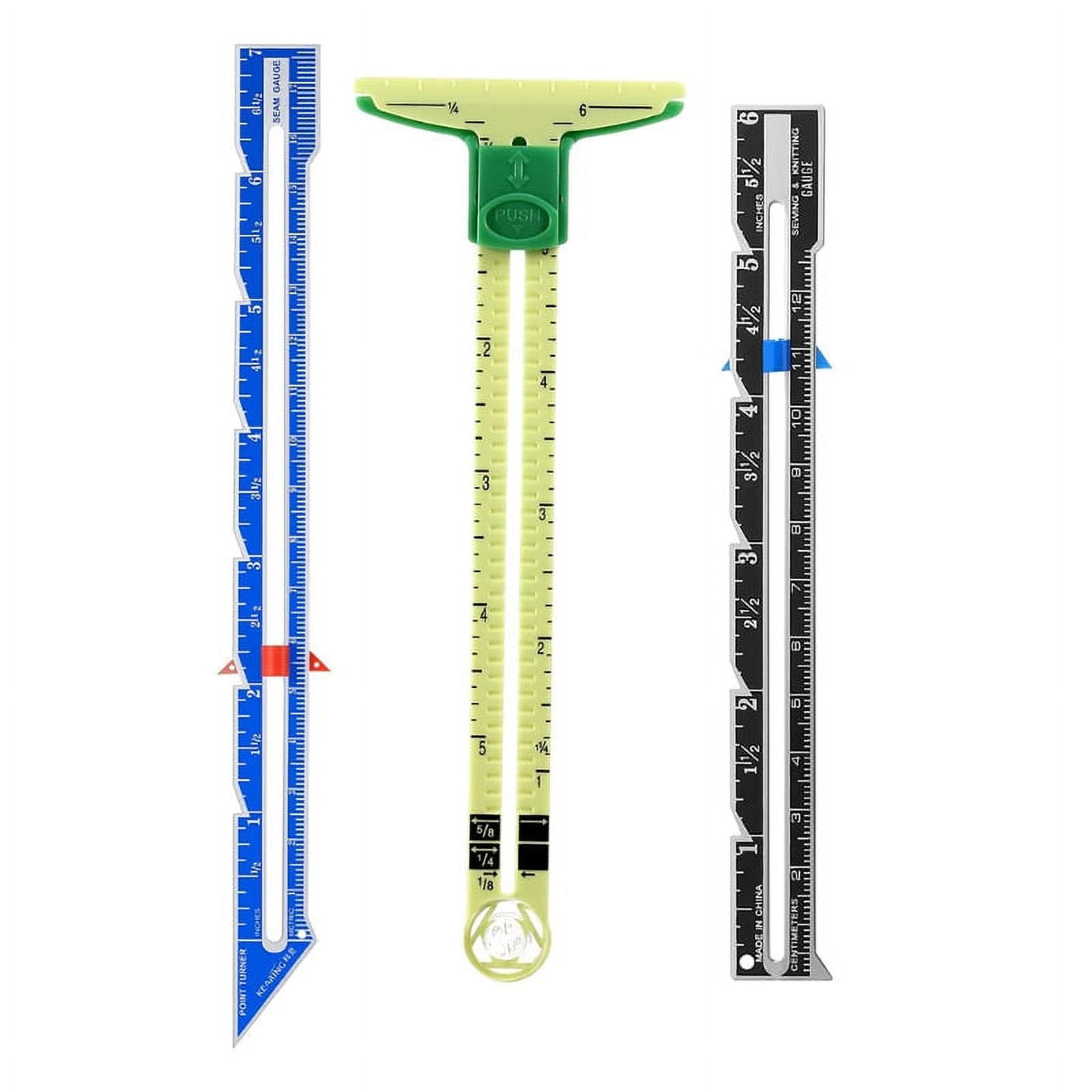 Qisuw 3 Pieces of 5-in-1 Sliding Gauge Measuring Sewing Ruler Tool for ...