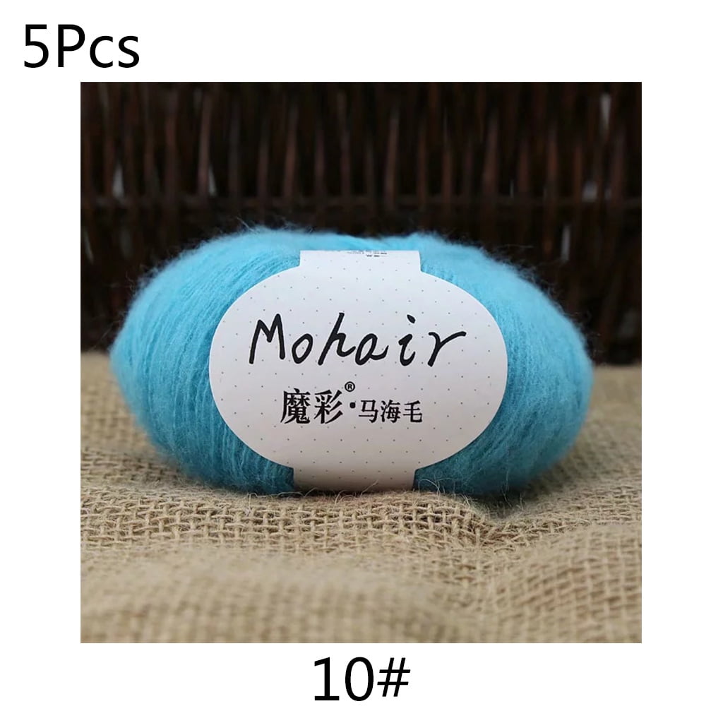Qisuw 5 Rolls 25g/roll Soft Thin Angola Mohair Yarn Fine Wool Hand ...