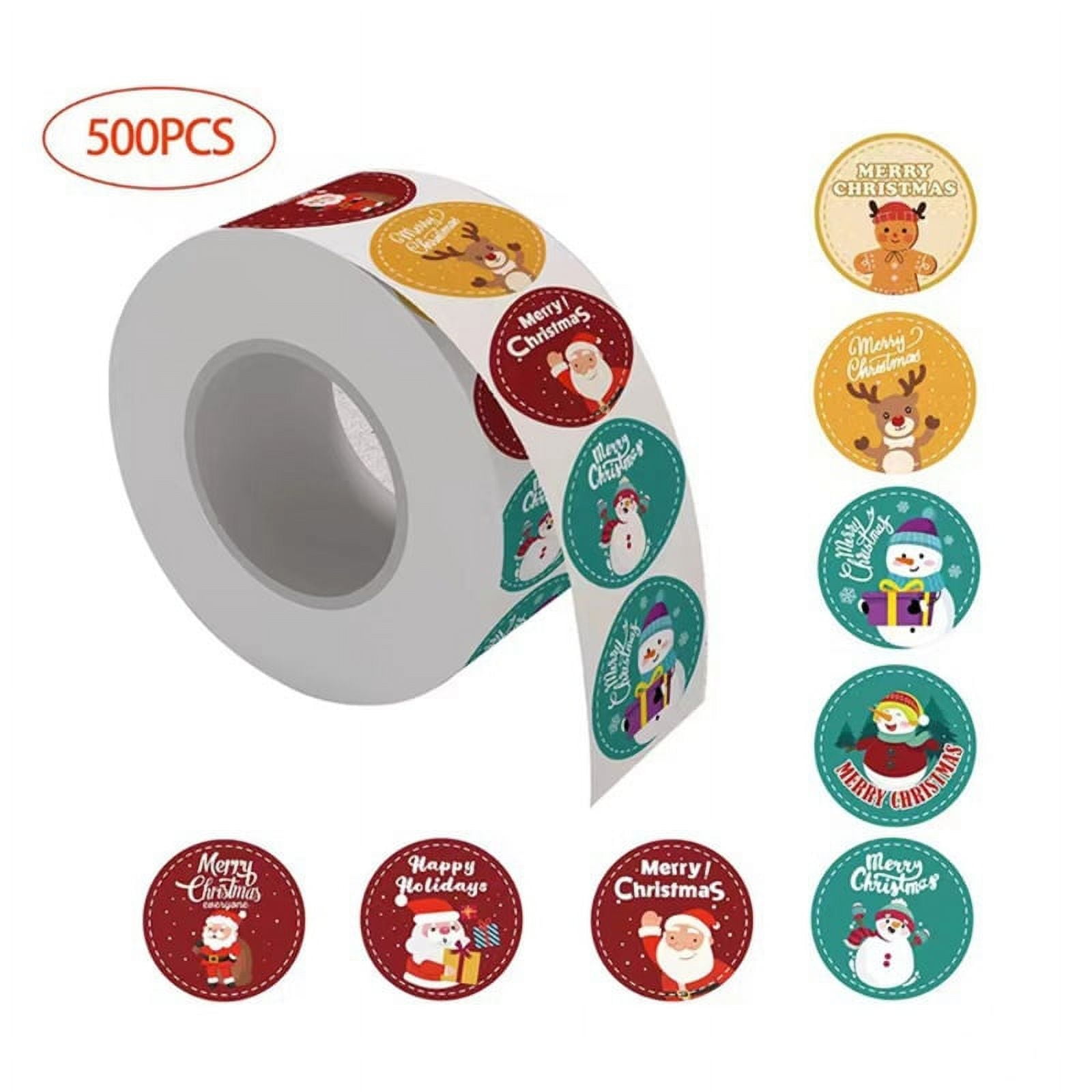 Qisuw 500 Pieces Christmas Gift Wrap Stickers Christmas Labels Self ...