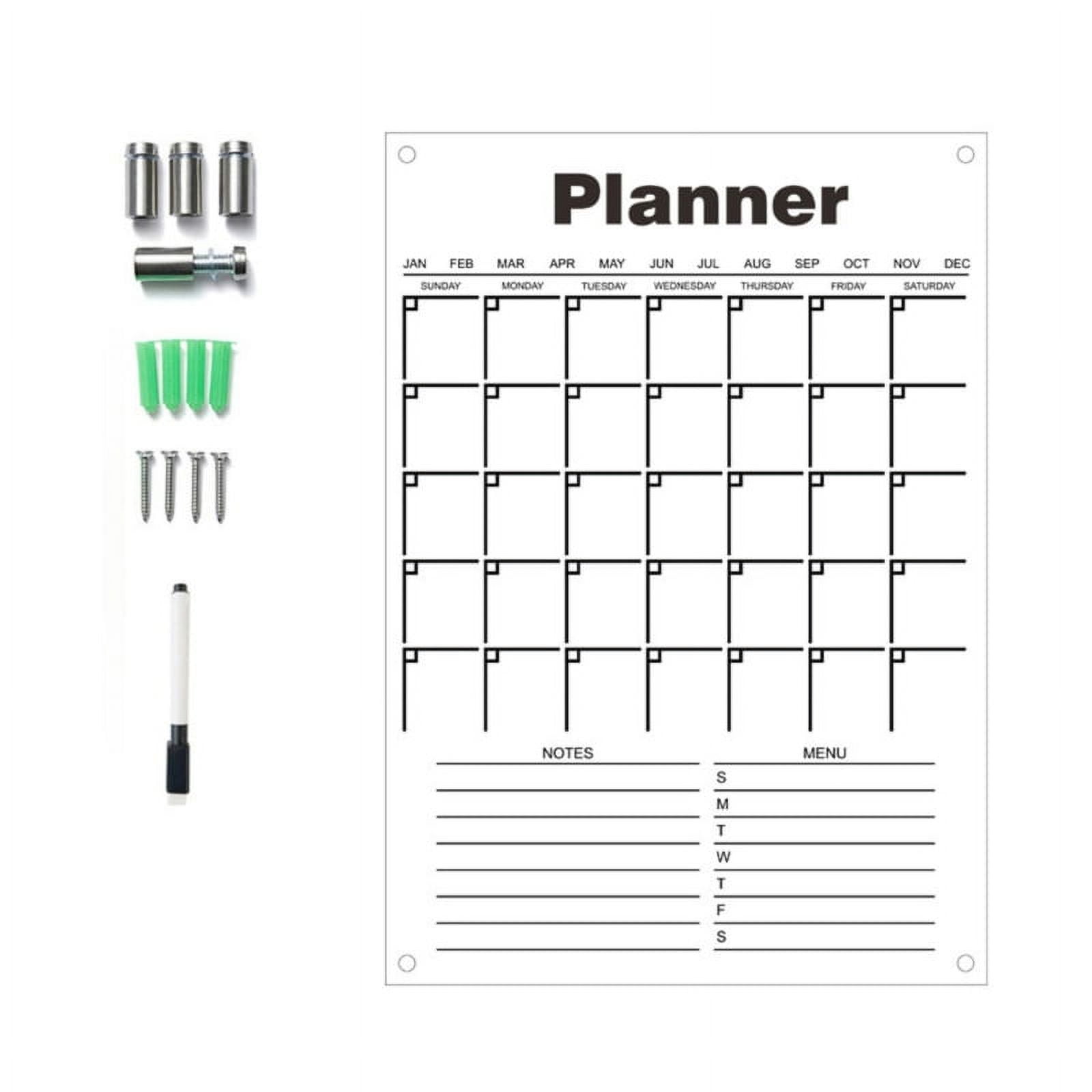 Qisuw Acrylic Dry Erase Calendar for Wall Clear Wall Mounted Calendar ...